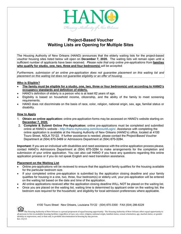 Project-Based Voucher Program - HANO